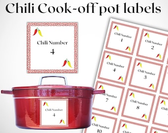 Chili Cook off Pot Numbers | Pot Labels for Cook-off | Backyard Party ...