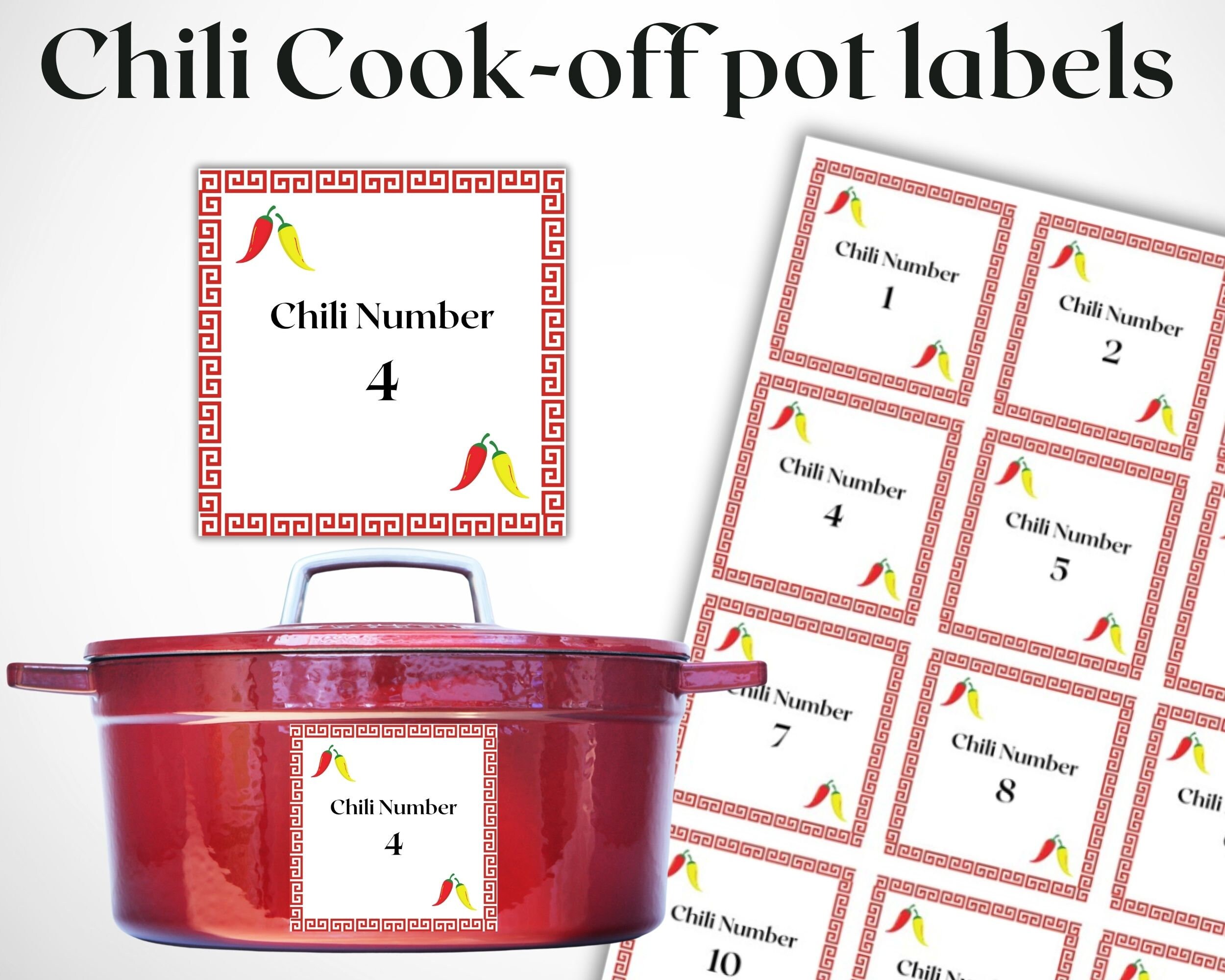 Chili Cook off | Pot Labels | Chili Pot Numbers | INSTANT DOWNLOAD ...