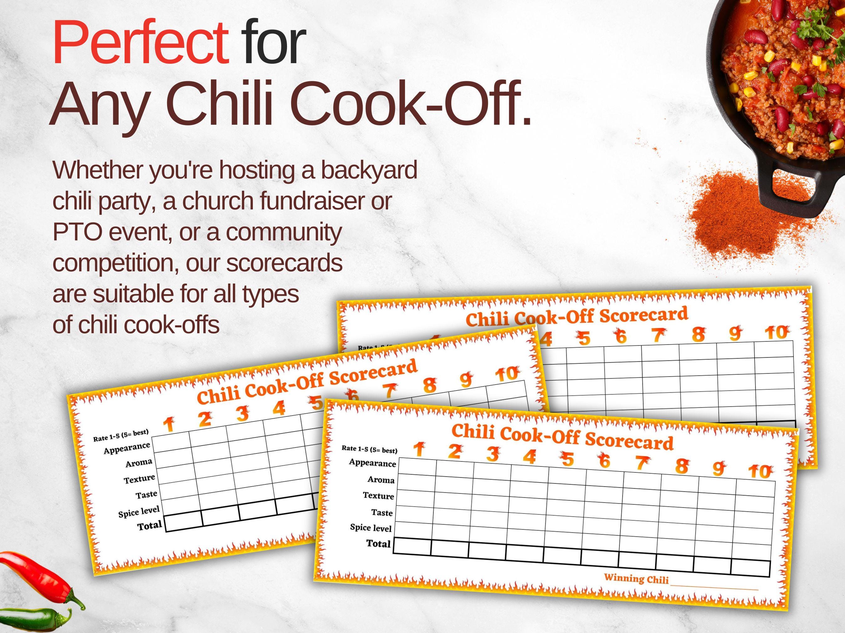 Chili Cook off Scorecard | Printable | Chili Competition | Chili ...