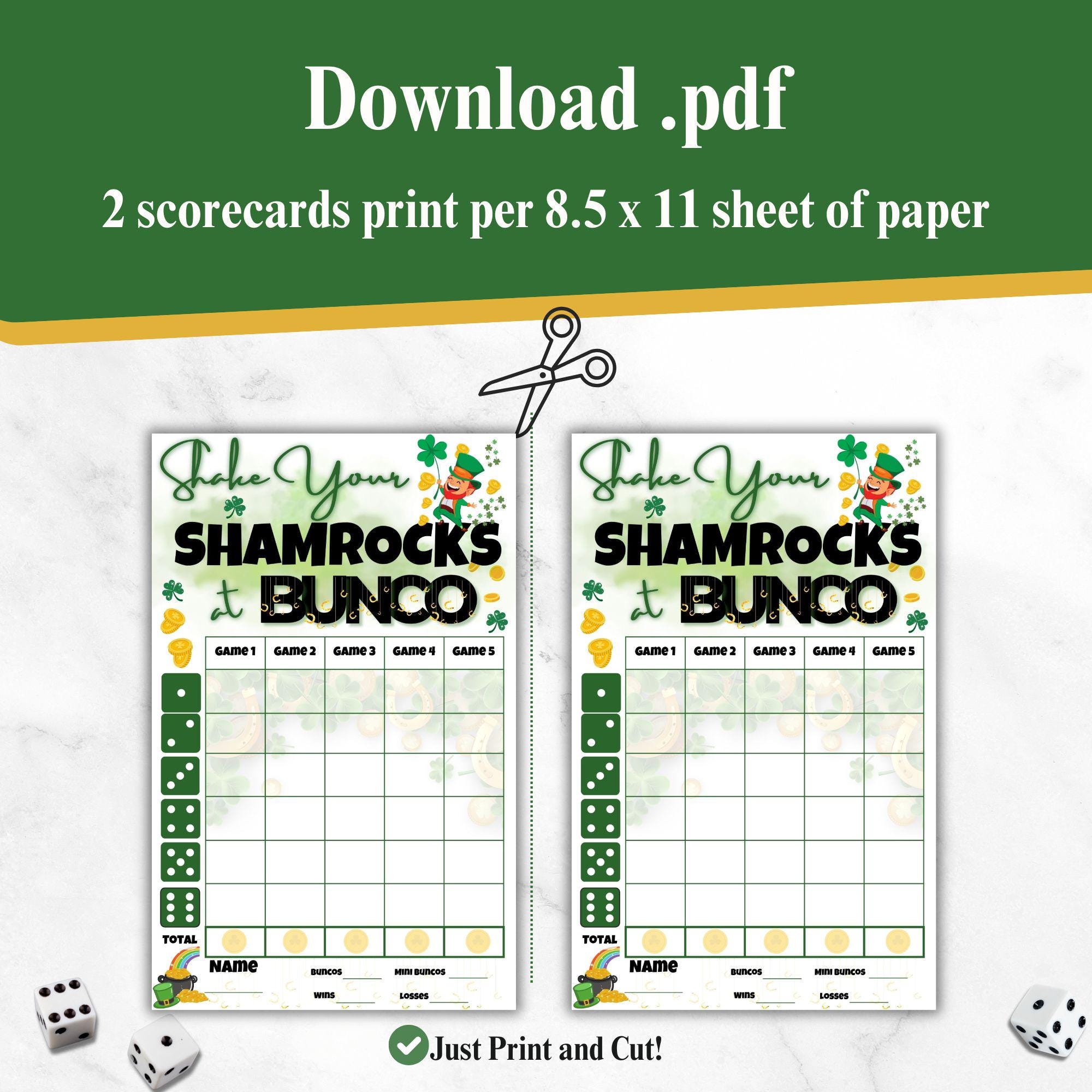 St. Patrick's Day Bunco Score Cards | INSTANT DOWNLOAD | March Day ...