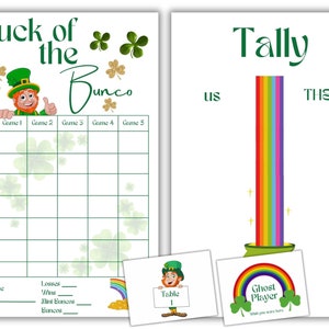 St Patrick's Day Bunco | INSTANT DOWNLOAD | Bunco Score Card | St Patty ...
