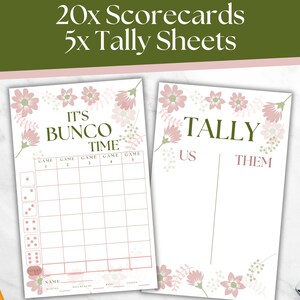 Mother's Day Bunco | May Bunco | Bunco Score Card | Bunco Tally Sheets ...