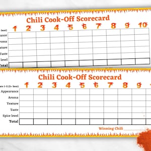 Chili Cook off Scorecard | Printable | Chili Competition | Chili ...