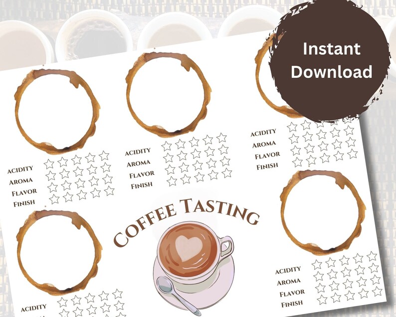 Coffee Tasting Placemat | Record Coffee Drink | Instant Download ...