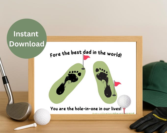 Golf Footprint Handprint Art, Have a Tee-rrific Father's Day, Gift for ...