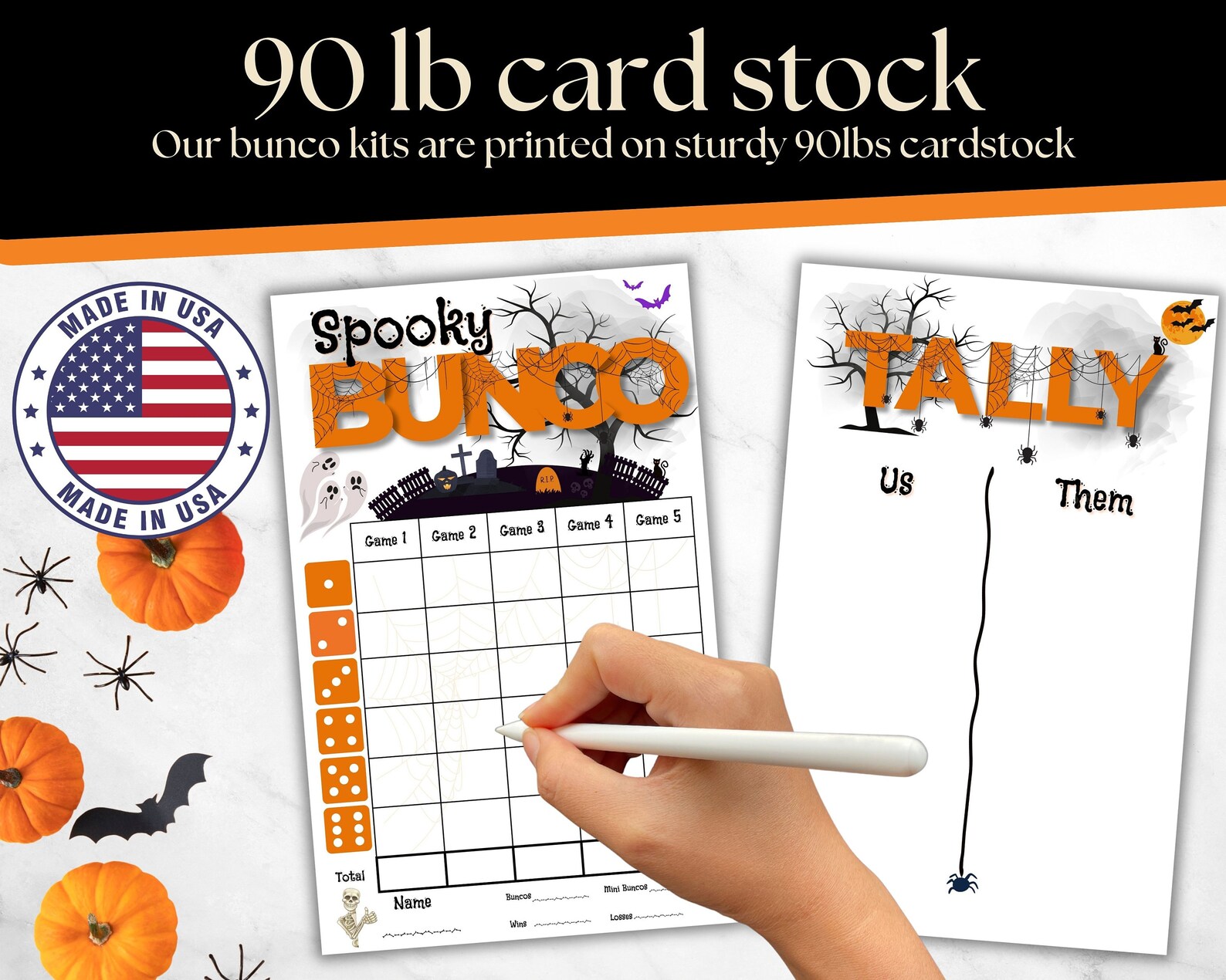 Halloween Bunco | Bunco Score Card | Bunco Tally Sheets | Printed Bunco ...