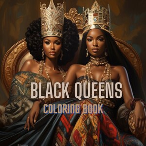26 Black Queens Coloring Pages for Adults, Instant Download, Grayscale ...