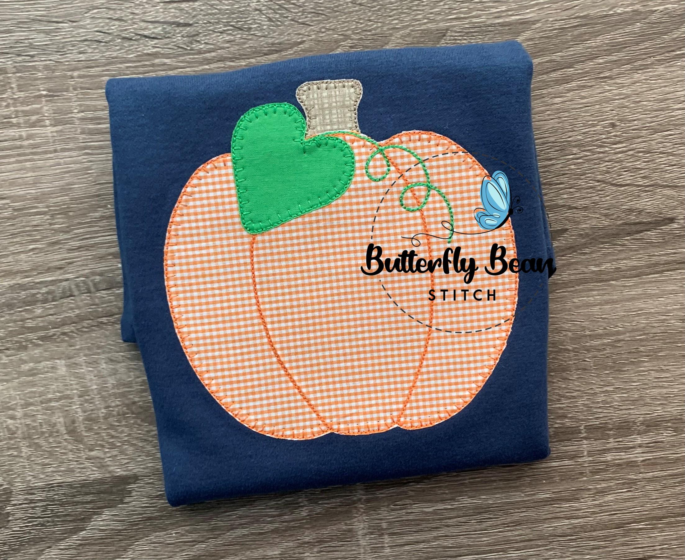Fall Pumpkin Applique Design File, Blanket Stitch, Pumpkins, Leaf ...