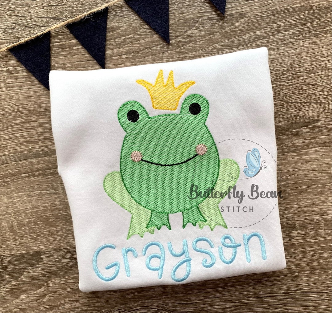 Frog Prince Embroidery Design File, Sketch Embroidery, Instant Download ...