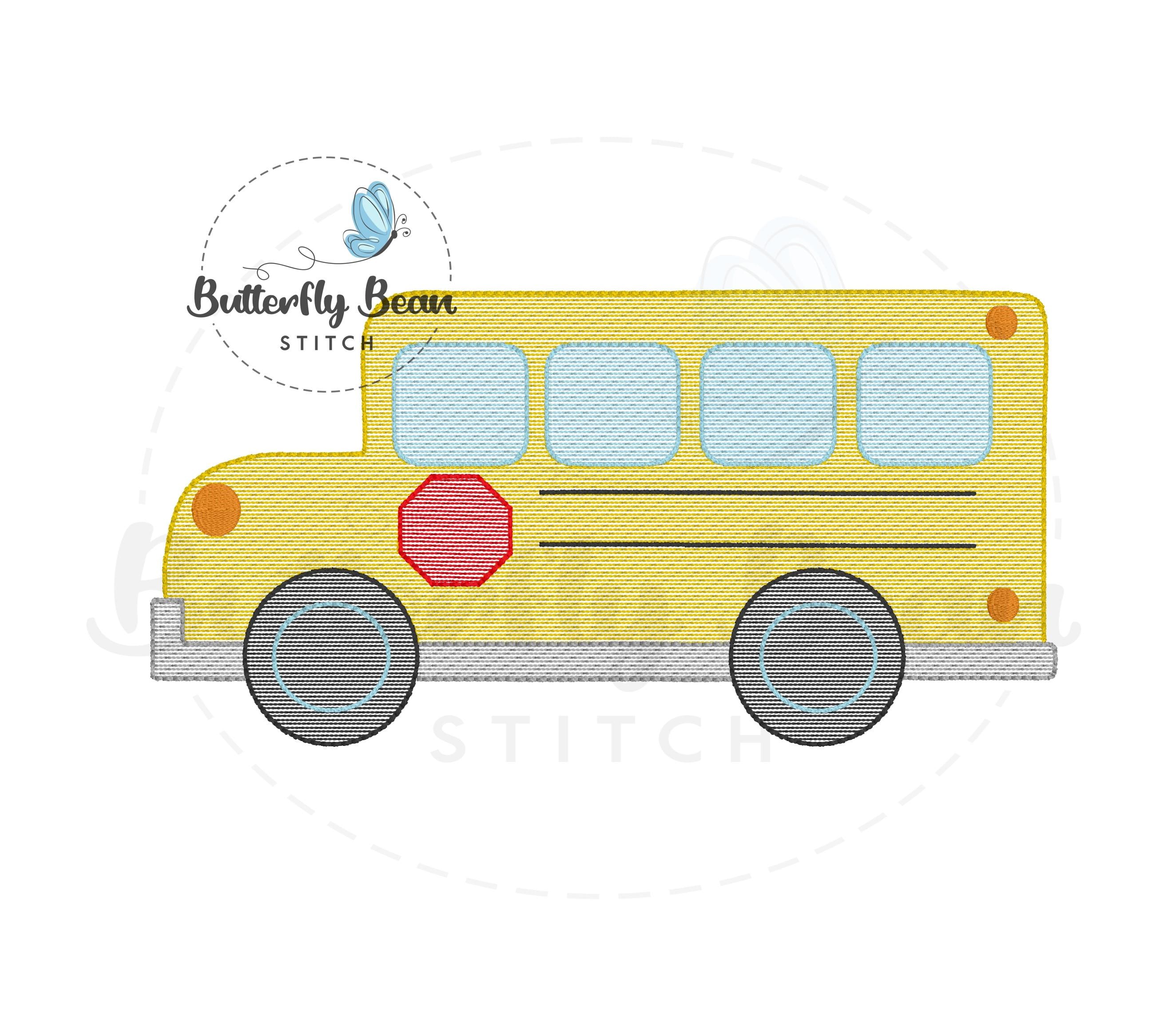 School Bus Embroidery Design File, Sketch Embroidery, Instant Download ...