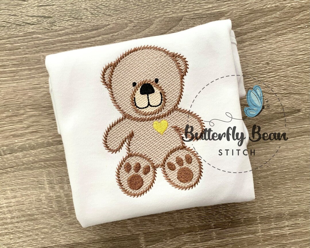 Teddy Bear Embroidery Design File, Sketch Embroidery, Instant Download ...