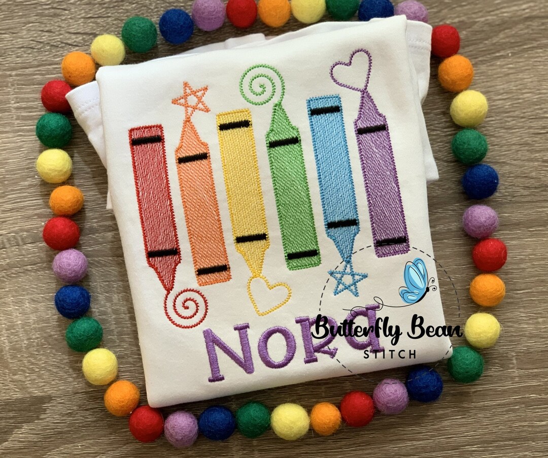 Crayon Embroidery Design File, Back to School, Sketch, Instant Download ...