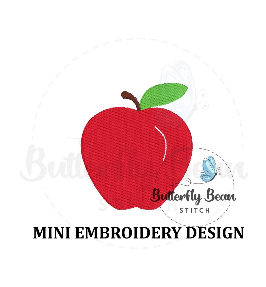 MINI Apple Embroidery Design File, Back to School, Instant Download ...