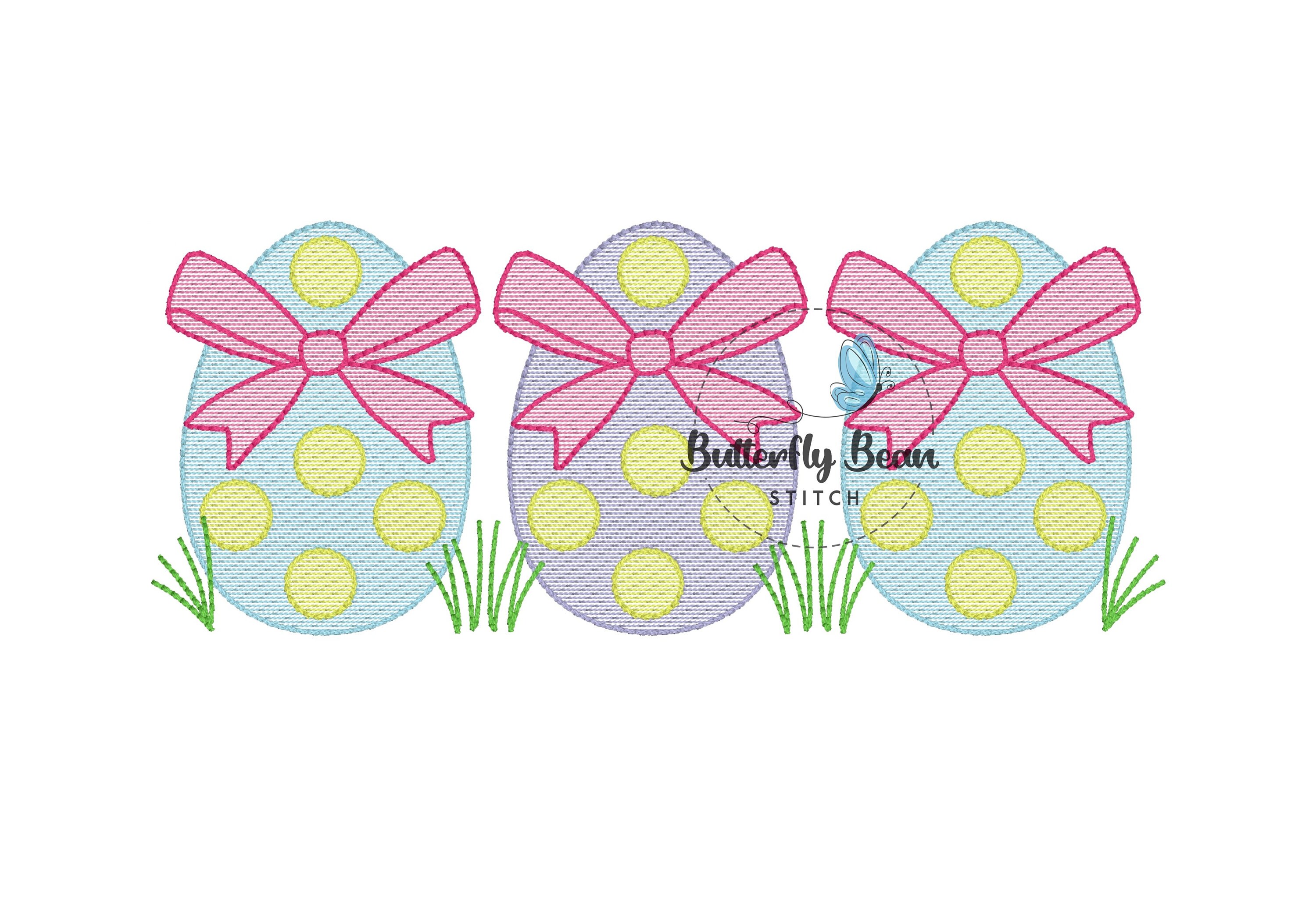 Easter Embroidery Design File, Sketch, Instant Download, Eggs, Bows ...