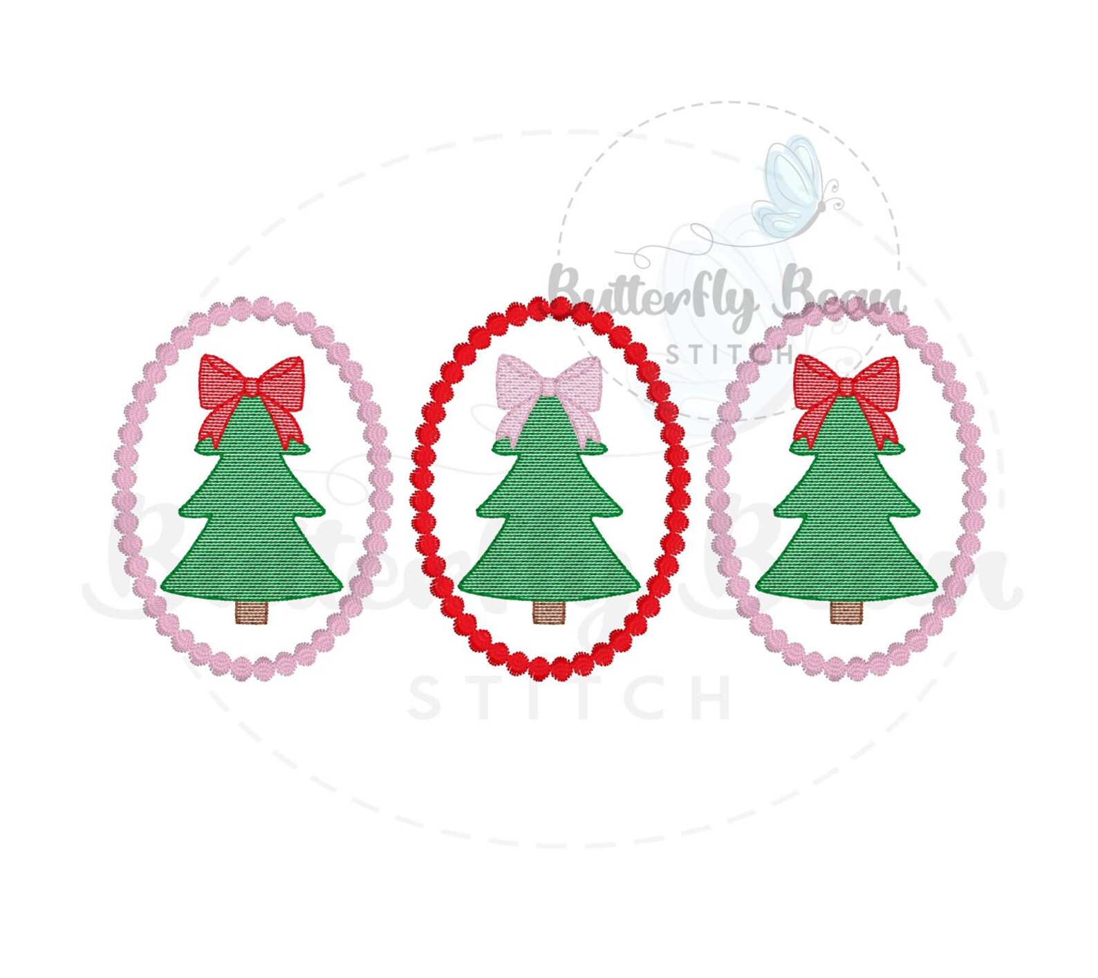 Christmas Tree Trio Embroidery Design File, Girls, Bows, Machine ...
