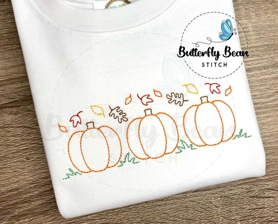 Fall Pumpkins Machine Embroidery Design File, Bean Stitch, Pumpkin Trio ...