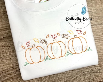 Fall Pumpkins Machine Embroidery Design File, Bean Stitch, Pumpkin Trio ...