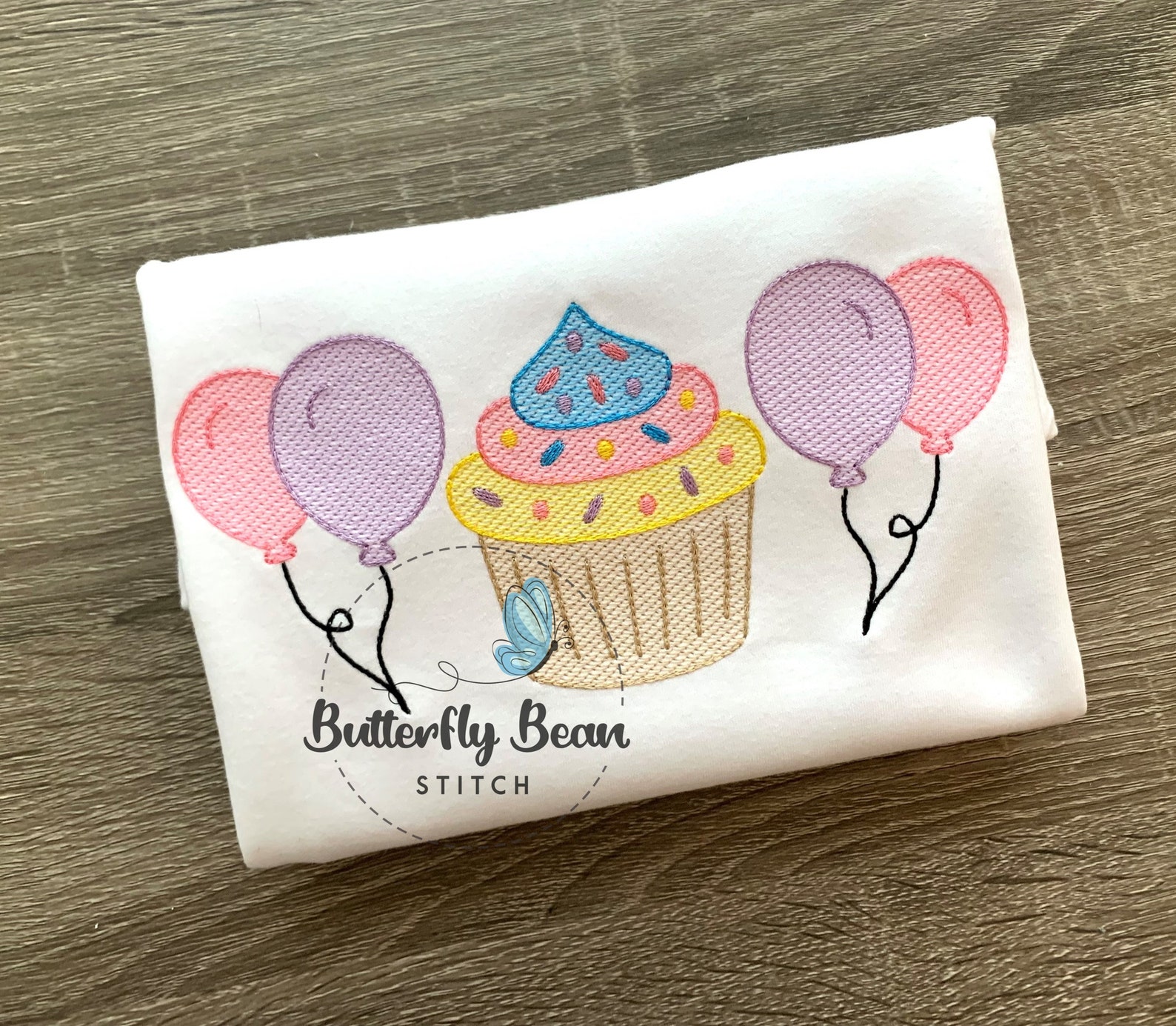 Birthday Balloons Cupcake Embroidery Design File, Birthday Party ...