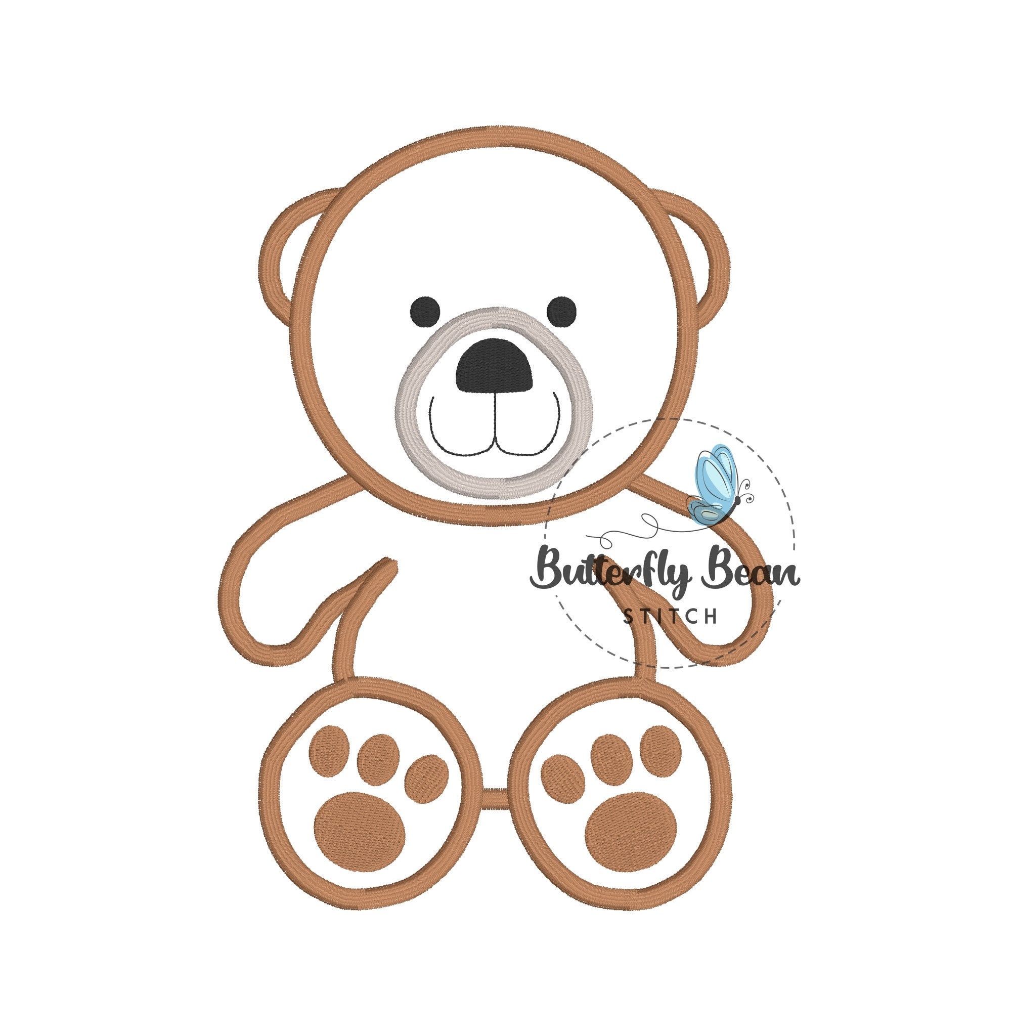 Teddy Bear Applique Design File, Baby, Satin Stitch, Instant Download ...