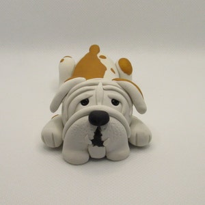 English Bulldog Laying Down Droopy Face Polymer Clay Figurine Custom ...