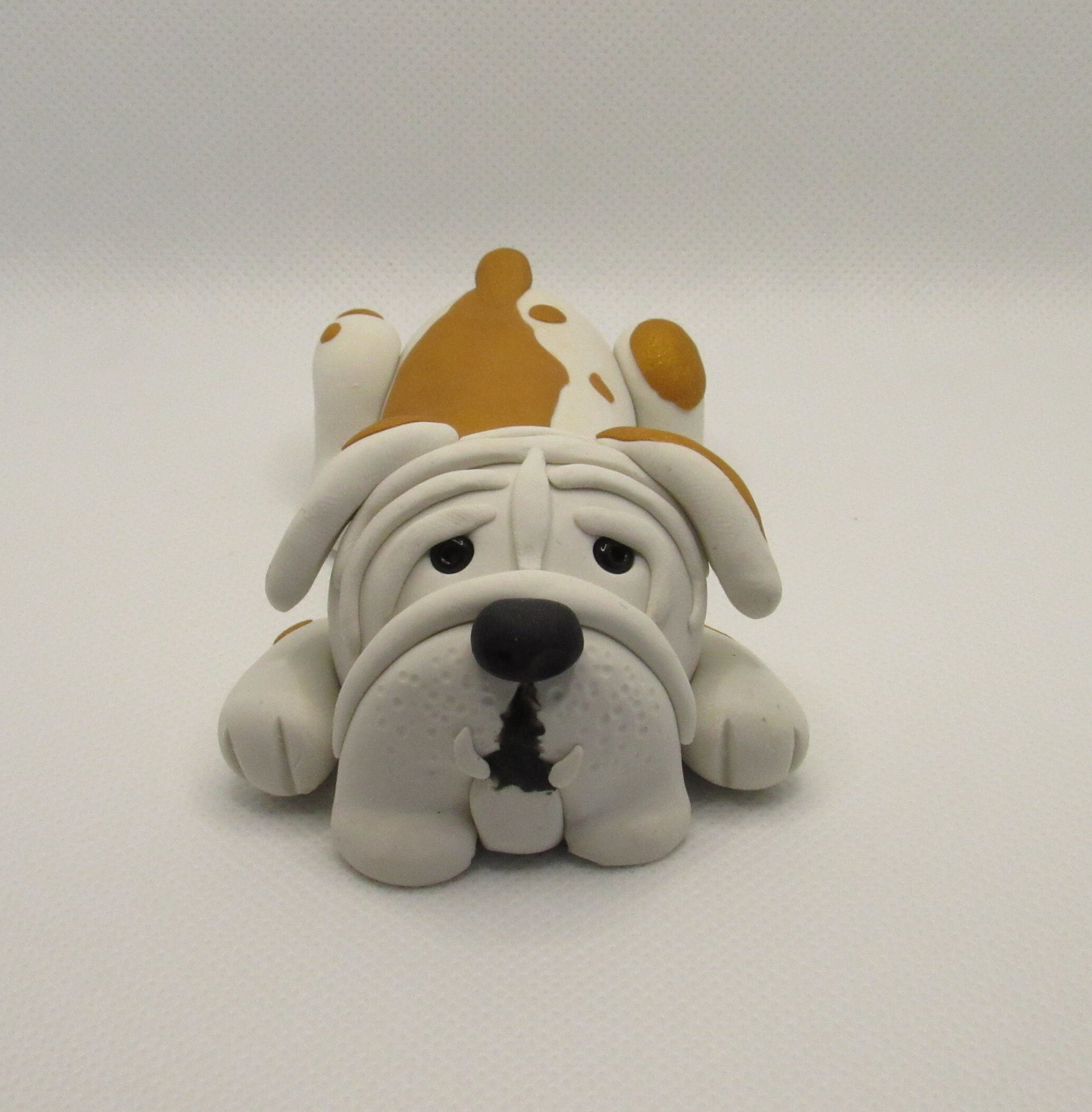 English Bulldog Laying Down Droopy Face Polymer Clay Figurine Custom ...