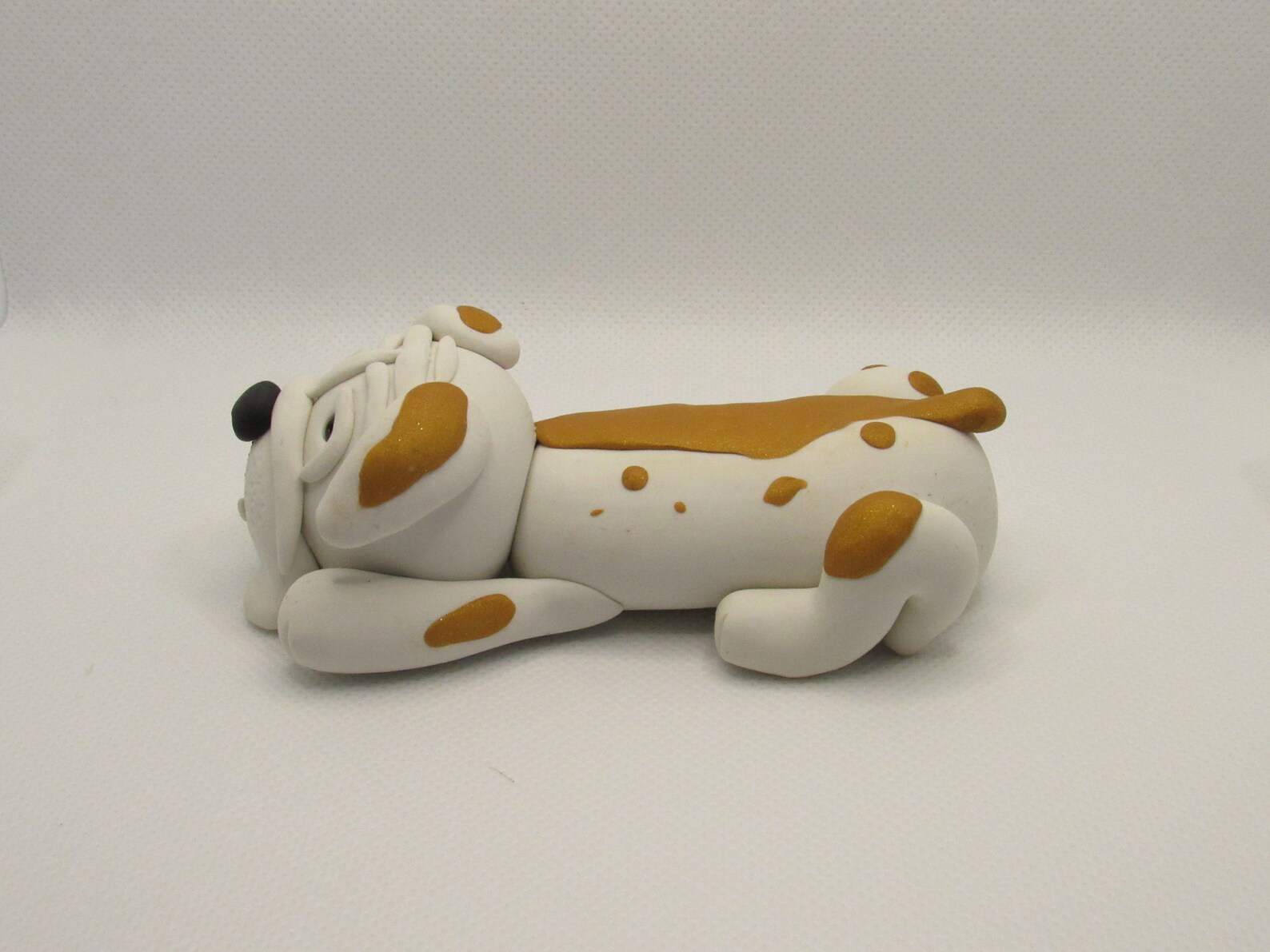 English Bulldog Laying Down Droopy Face Polymer Clay Figurine Custom ...