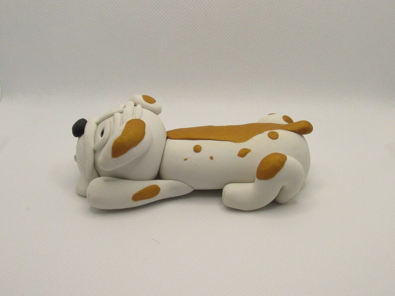 English Bulldog Laying Down Droopy Face Polymer Clay Figurine Custom ...