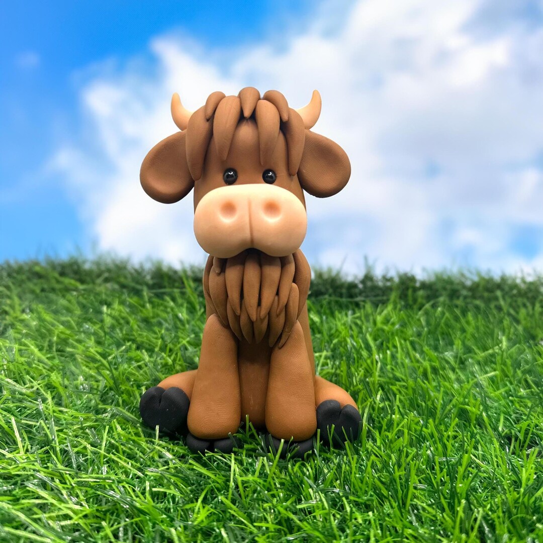 Highland Cow Farm Animal Polymer Clay Figurine Custom Animal Gift for ...