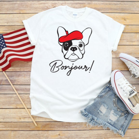 Frenchie French Bulldog Boston Terrier With Beret bonjour Dog Unisex ...