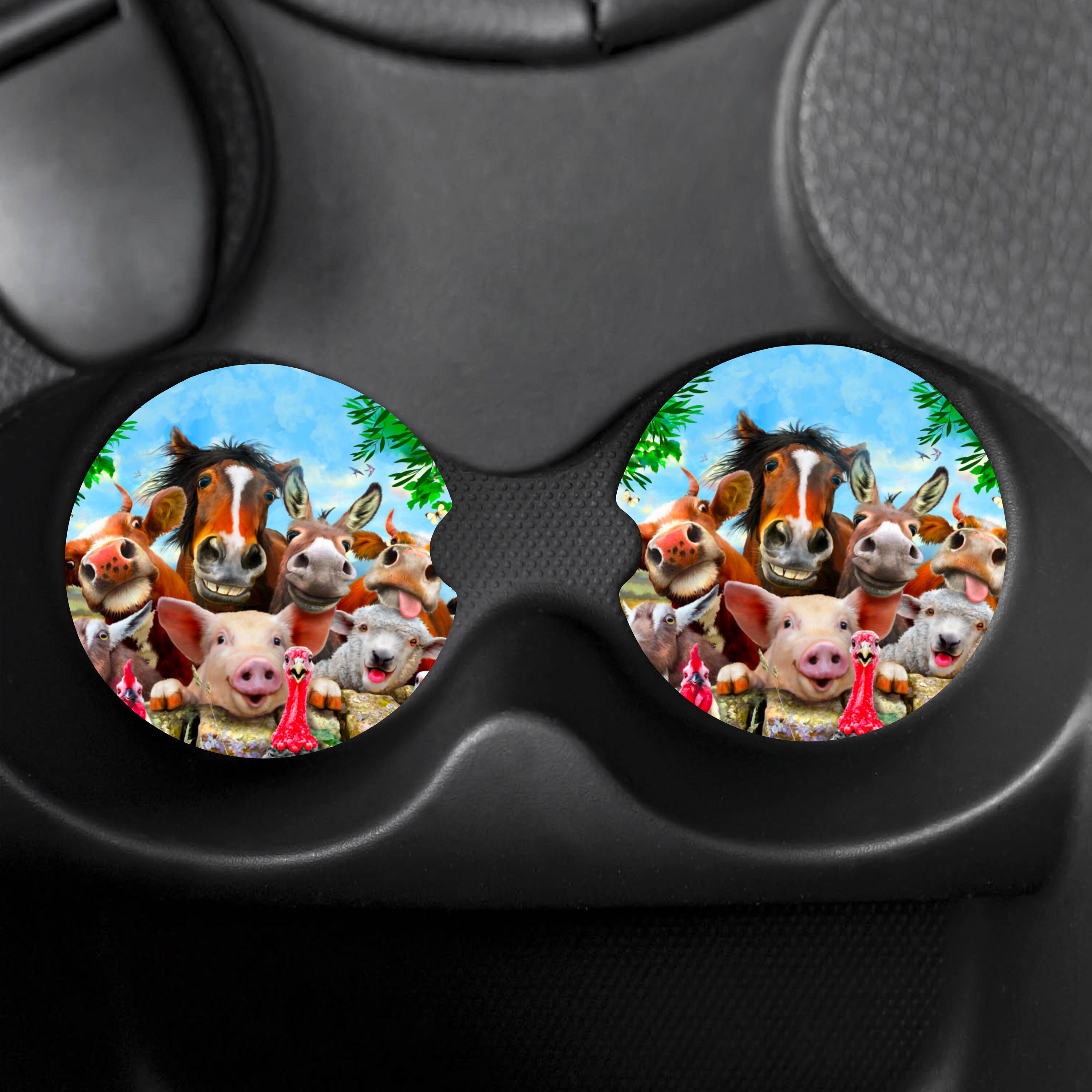 Farm Animals Collage Horse Pig Goat Cow Donkey Chicken Rooster Handmade ...