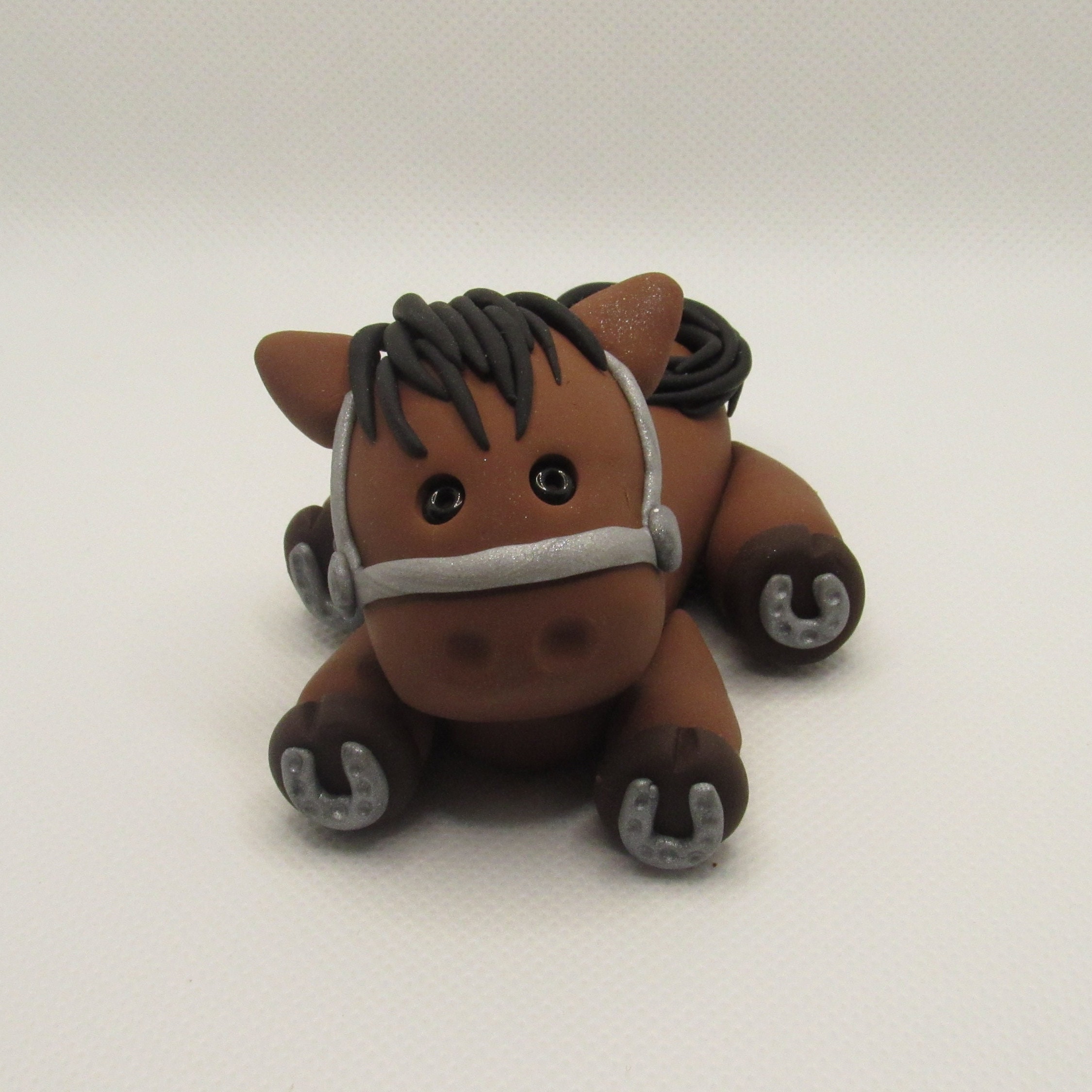 Horse Laying Down Farm Animal Polymer Clay Figurine Custom Animal Gift ...