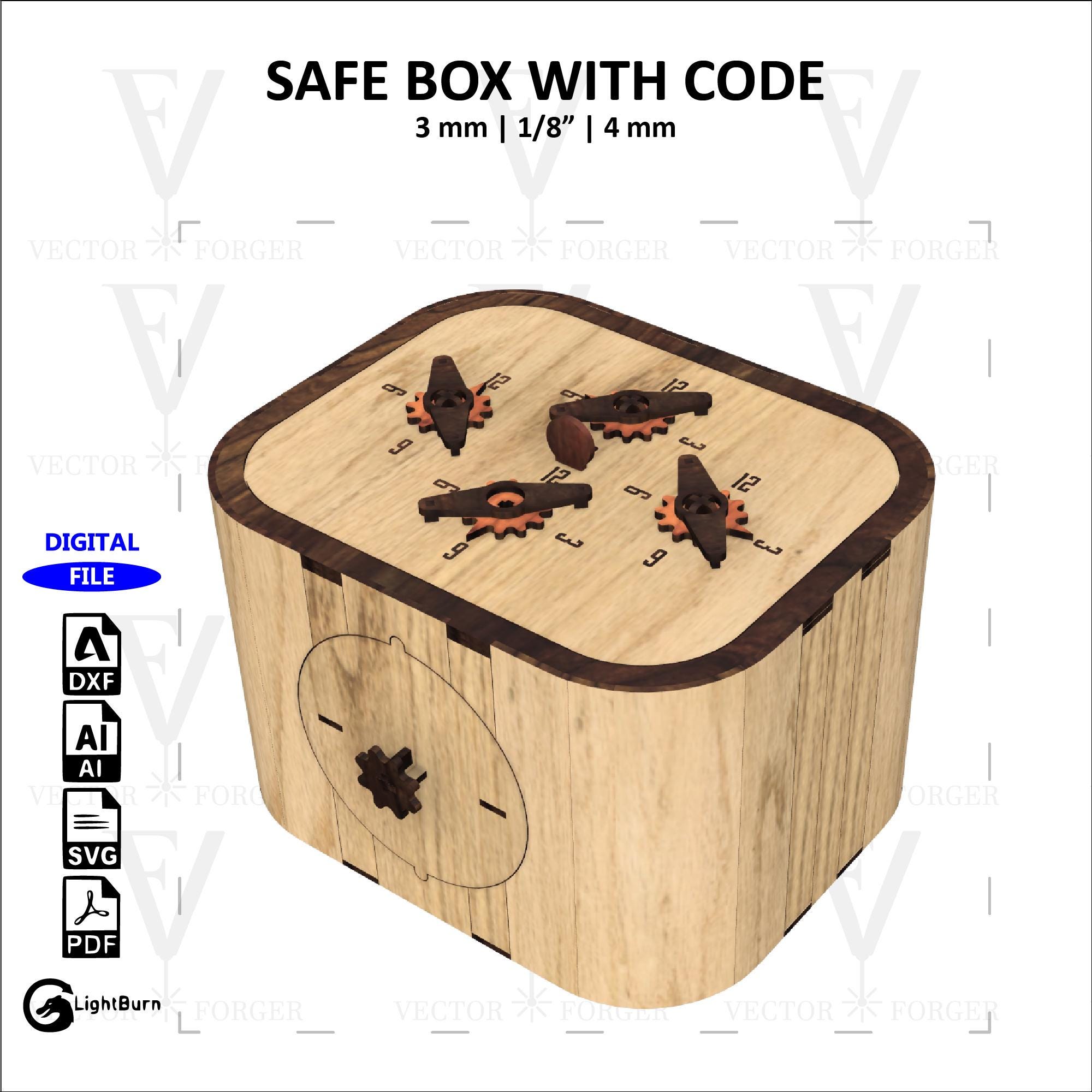 LASER SAFE BOX | Laser Cut File | Svg, Dxf | 3mm, 1/8 Inches, 4mm - Etsy