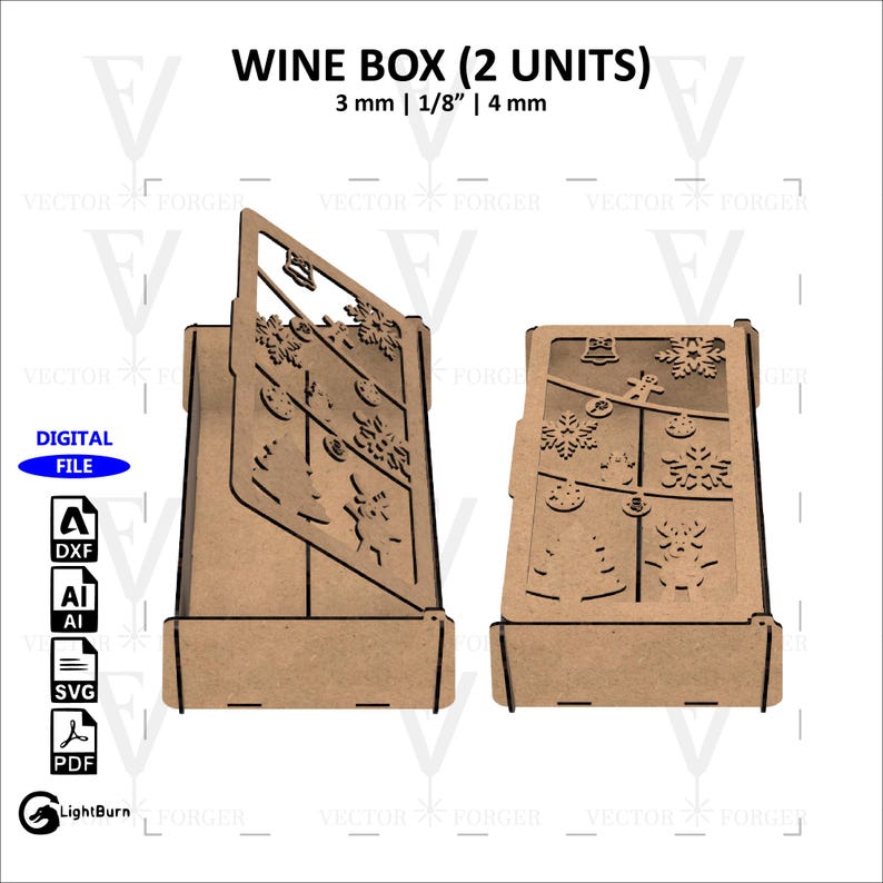 CHRISTMAS WINE BOX | Laser Cut File | Svg, Dxf | 3mm, 1/8", 4mm - Etsy