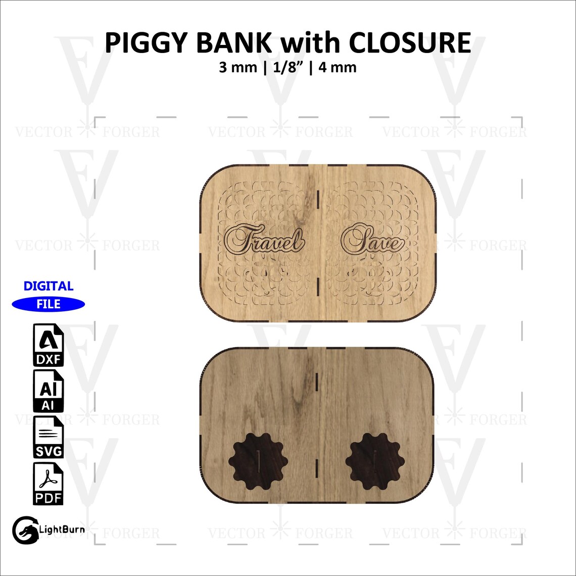 DUAL PIGGY BANK | Laser Cut File | Svg, Dxf | 3mm, 1/8 Inches, 4mm - Etsy