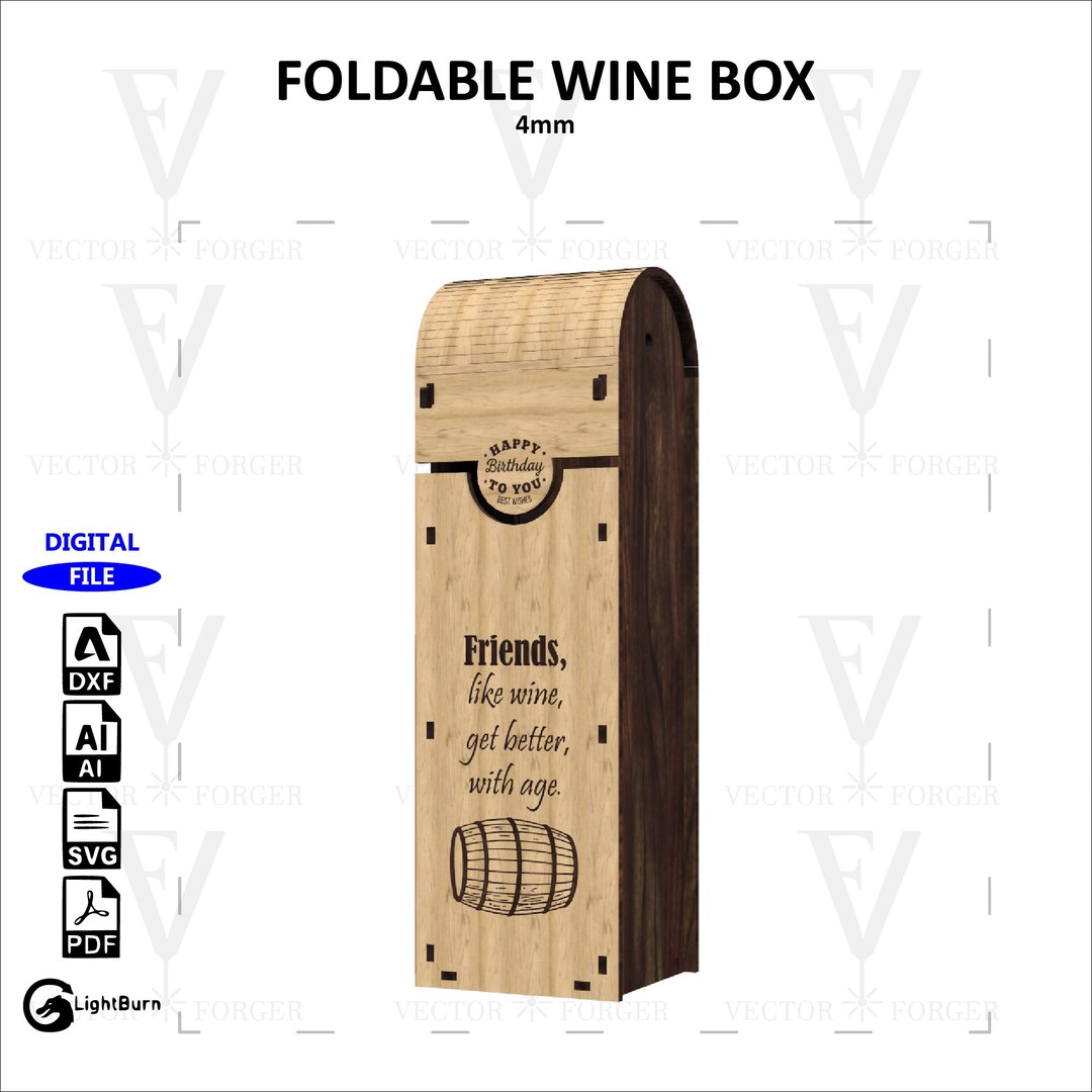 LASER WINE Box | Laser Cut File | Dxf, Svg | 4mm - Etsy