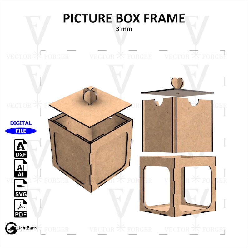 PHOTO FRAME BOX Laser Cut File Svg Dxf 3mm - Etsy