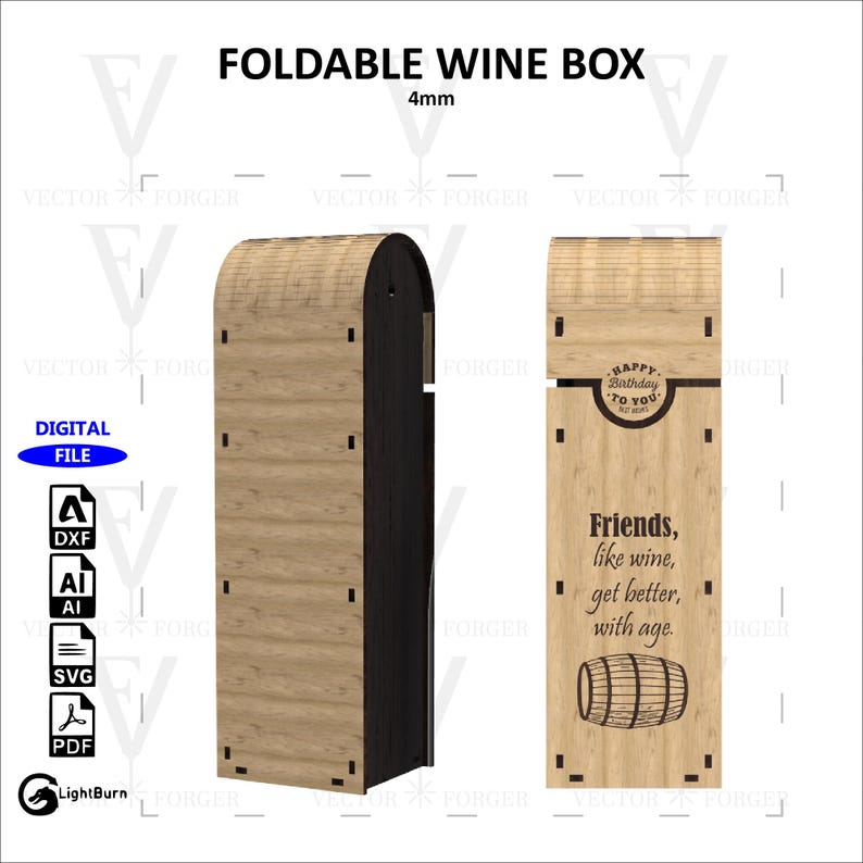 LASER WINE Box | Laser Cut File | Dxf, Svg | 4mm - Etsy