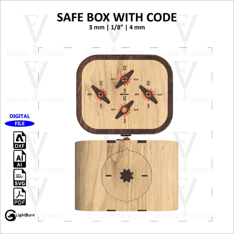 LASER SAFE BOX | Laser Cut File | Svg, Dxf | 3mm, 1/8 Inches, 4mm - Etsy