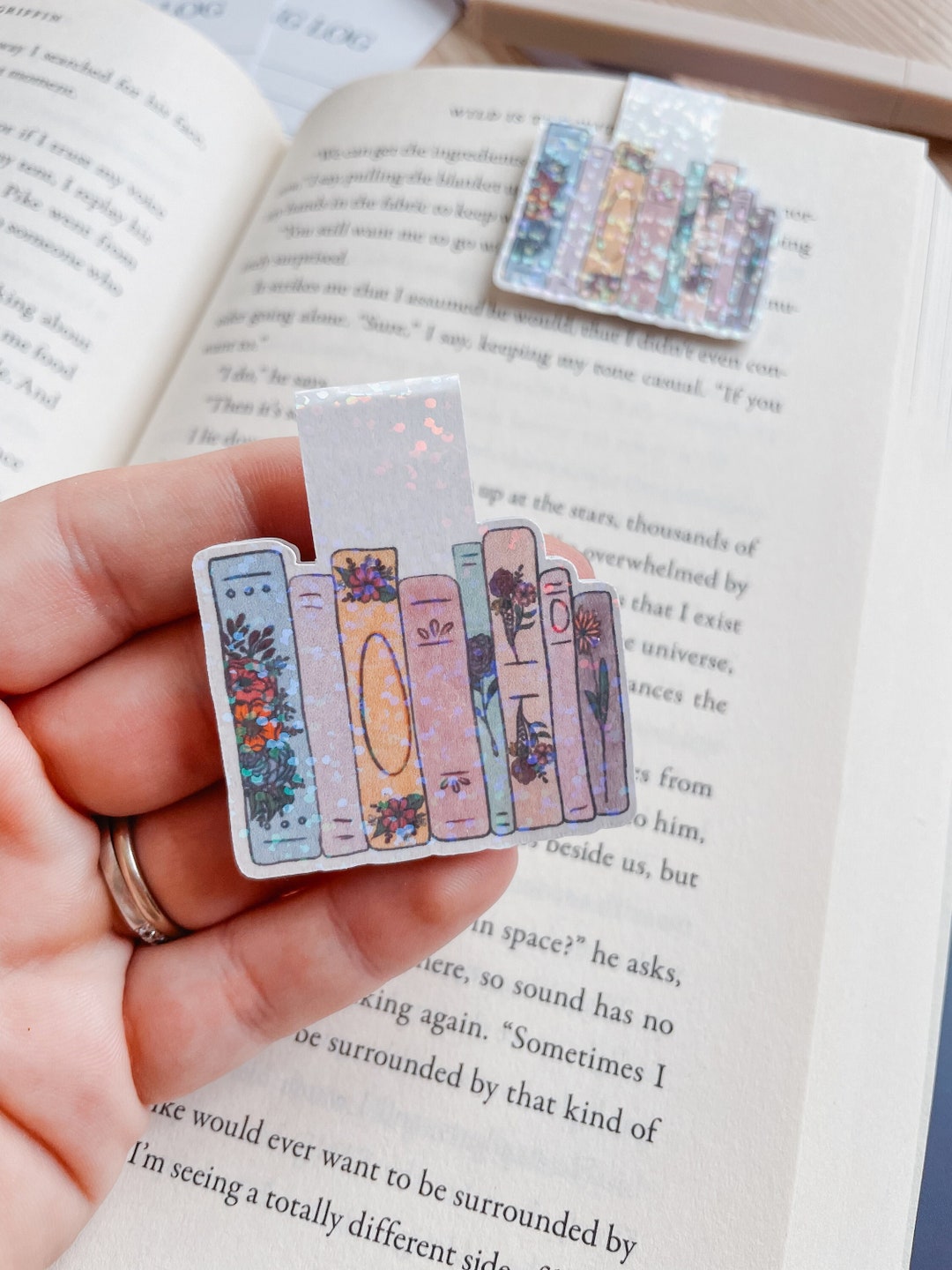 Floral Bookshelf Magnetic Bookmark | Cute Bookmarks | Floral Bookmark ...