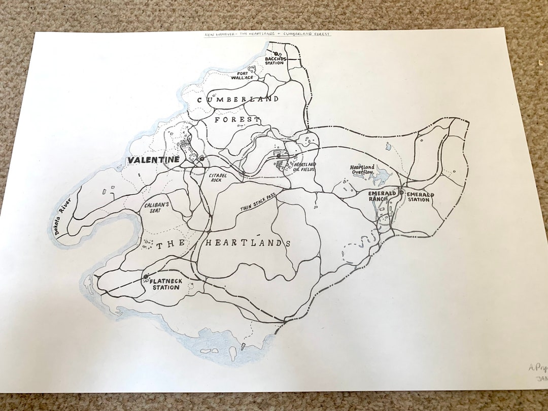 Hand Drawn A3 Red Dead Redemption 2 Map New Hanover Cumberland Forest ...