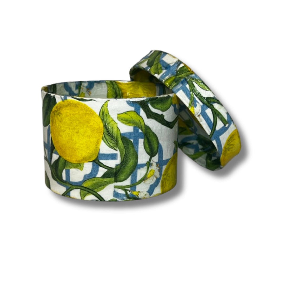 Cute Round Box With Cheerful Lemons, Perfect for Organization ...