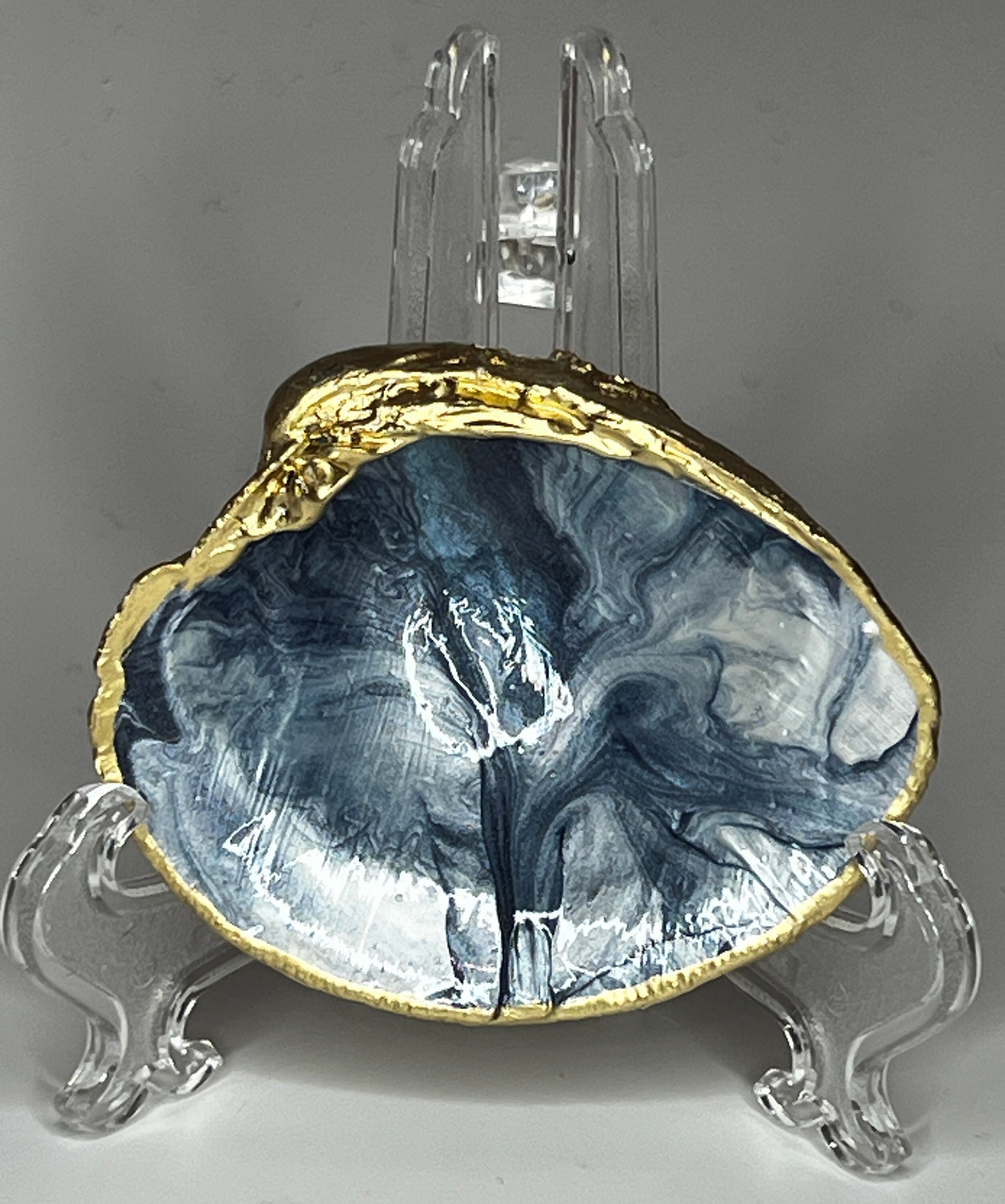 Hand Painted, Oyster Shell Art, Small Art to Display, Hand Poured Shell ...