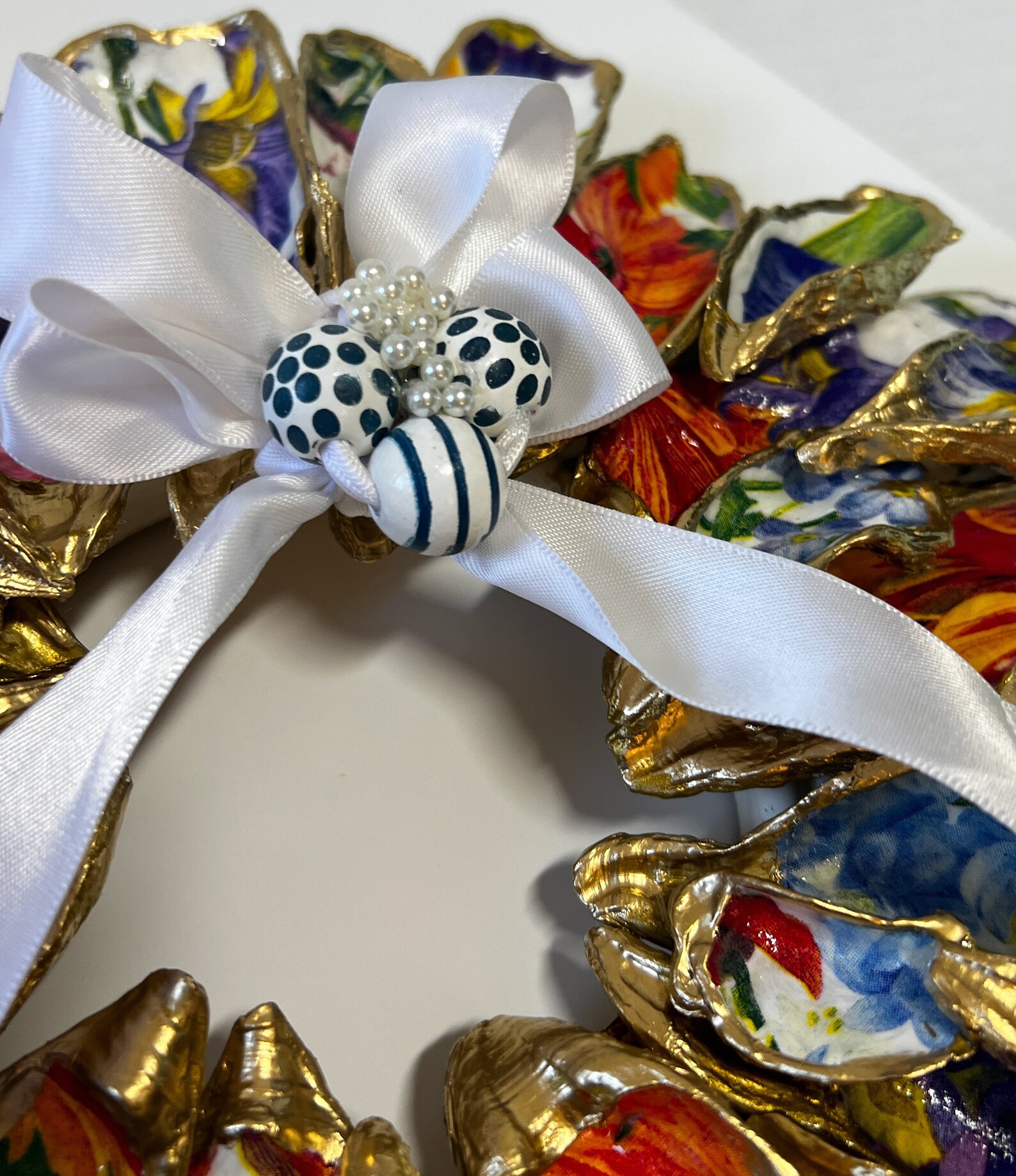 Shell Wreath, Flowers, Housewarming Gift, Ribbons, Floral, Art, Oyster ...