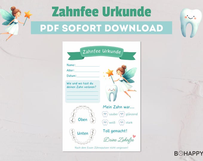Zahnfee Zertifikat / Urkunde Zertifikat Certificate "Zahnfee" / Post ...