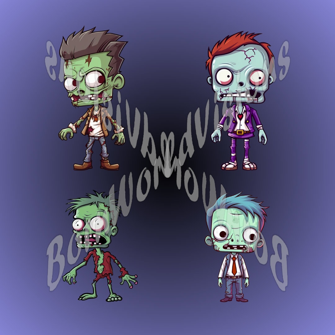 20 Zombie Male Clipart Halloween Activity DIY Decorations Cartoon ...