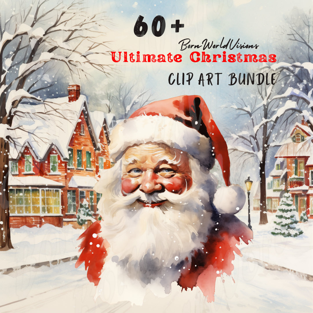 Festive Christmas Clip Art Elements Ultimate Bundle Set Featuring Santa ...