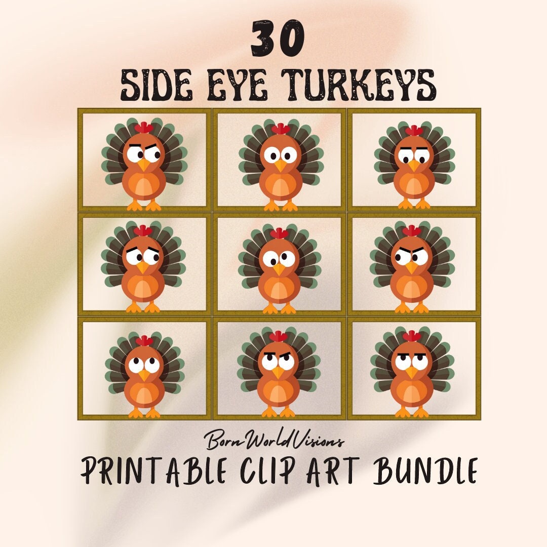 Turkey Clipart Bundle Thanksgiving Party DIY Decorations Cartoon Turkey ...