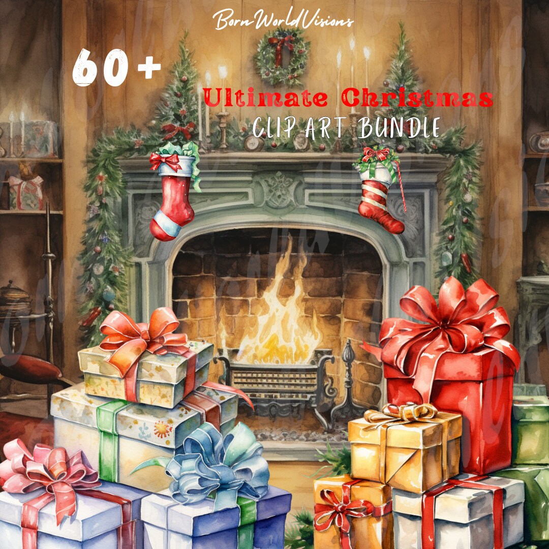 Festive Christmas Clip Art Elements Ultimate Bundle Set Featuring Santa ...