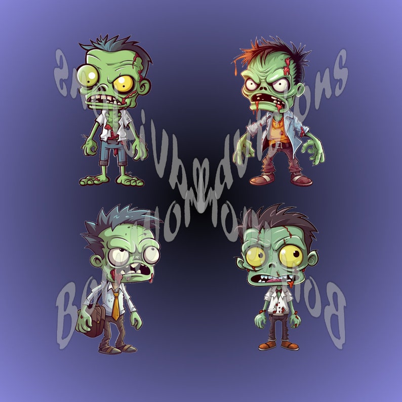 20 Zombie Male Clipart Halloween Activity DIY Decorations Cartoon ...