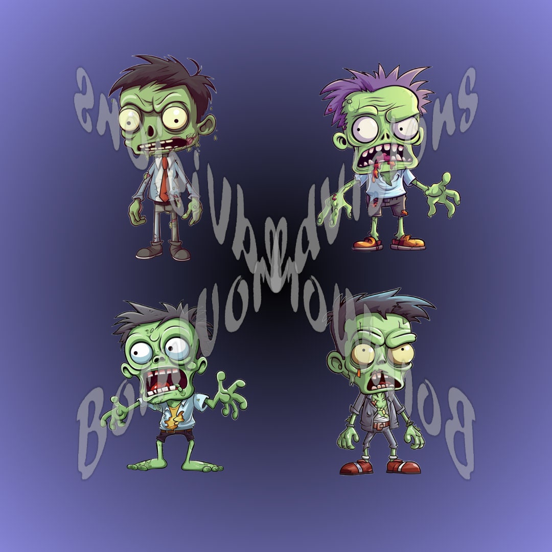 20 Zombie Male Clipart Halloween Activity DIY Decorations Cartoon ...